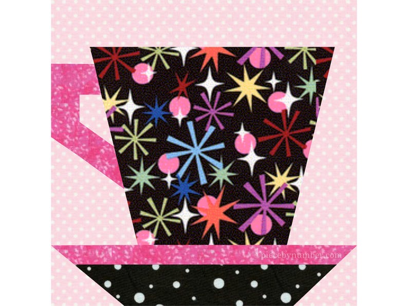 Tea & Coffee Cups Quilt Block Pattern, Paper Piecing, 6 Inch, Resizable ...