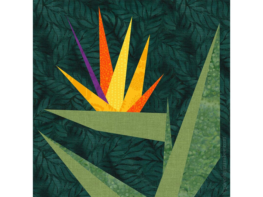 Bird of Paradise Paper Pieced Flower Quilt Block Pattern, PDF Download ...