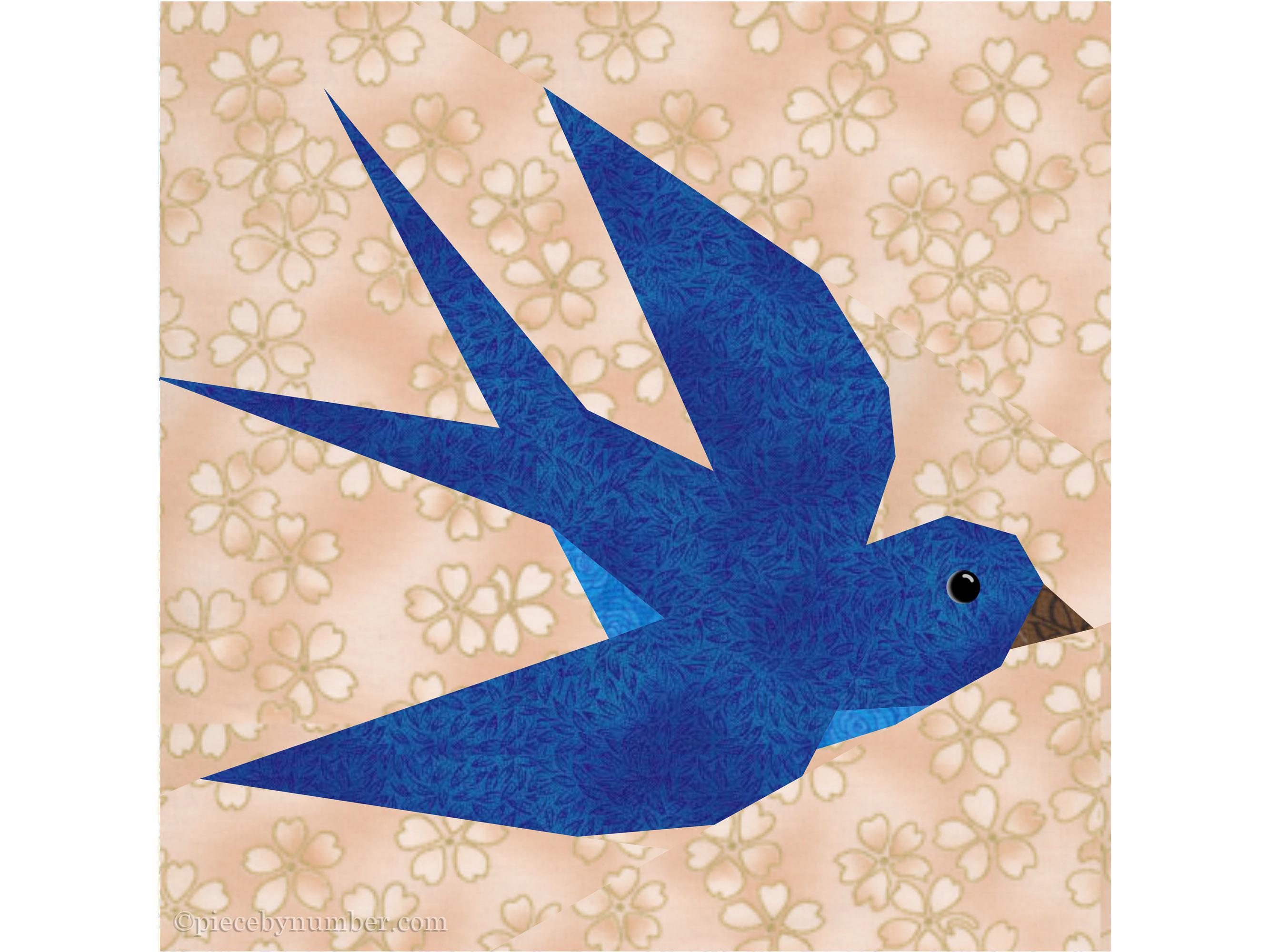 Swallow, Paper Pieced Quilt Block Pattern PDF Download, 6 & 12 Inch ...
