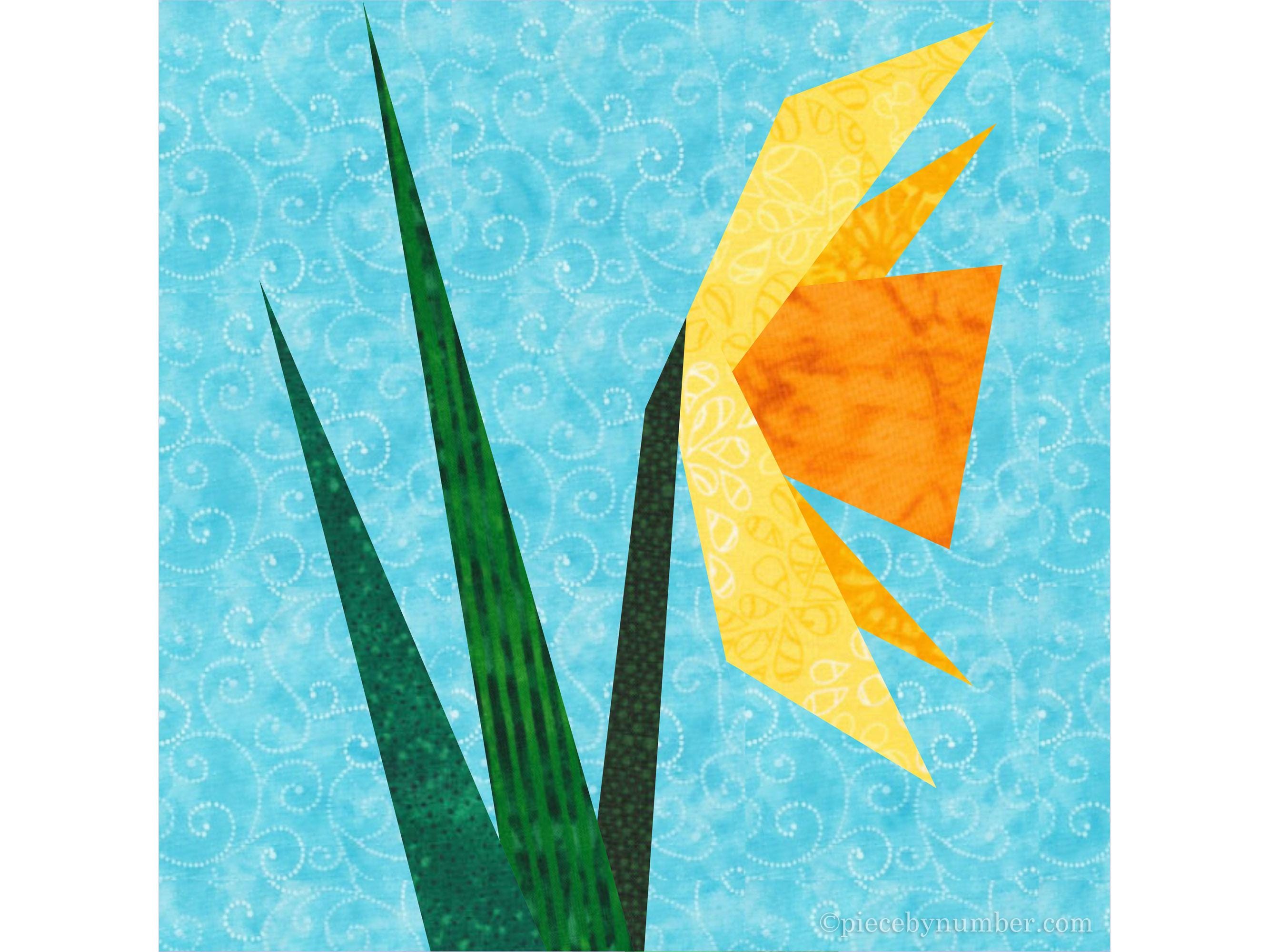 Daffodil Paper Piecing Flower Quilt Block Pattern PDF Download, 6 & 12 ...