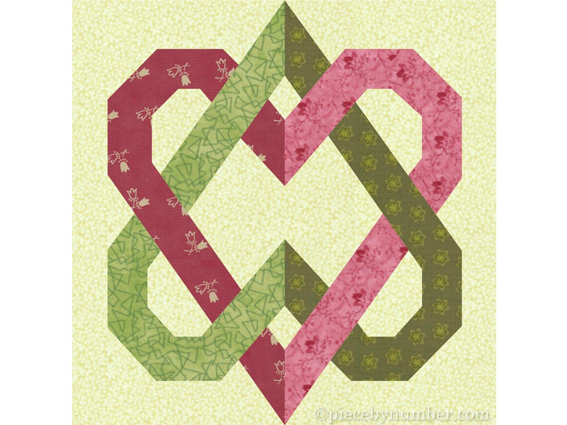 Linked Hearts, Paper Pieced Quilt Block Pattern, PDF Download, 8 & 12 ...