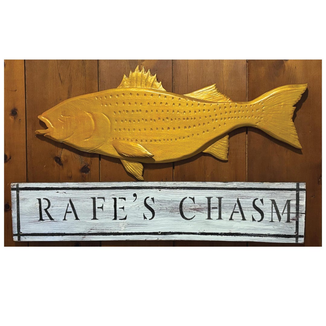 Handcrafted Wooden Striped Bass Wall Art - Customizable Fish Species ...