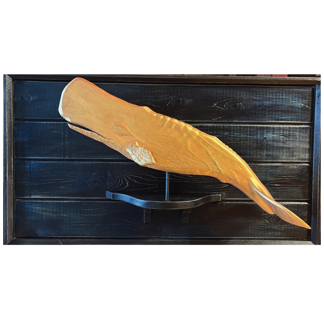Handmade Large Pole Mounted Whale Wall Art - 3D Wooden Whale on Stained ...