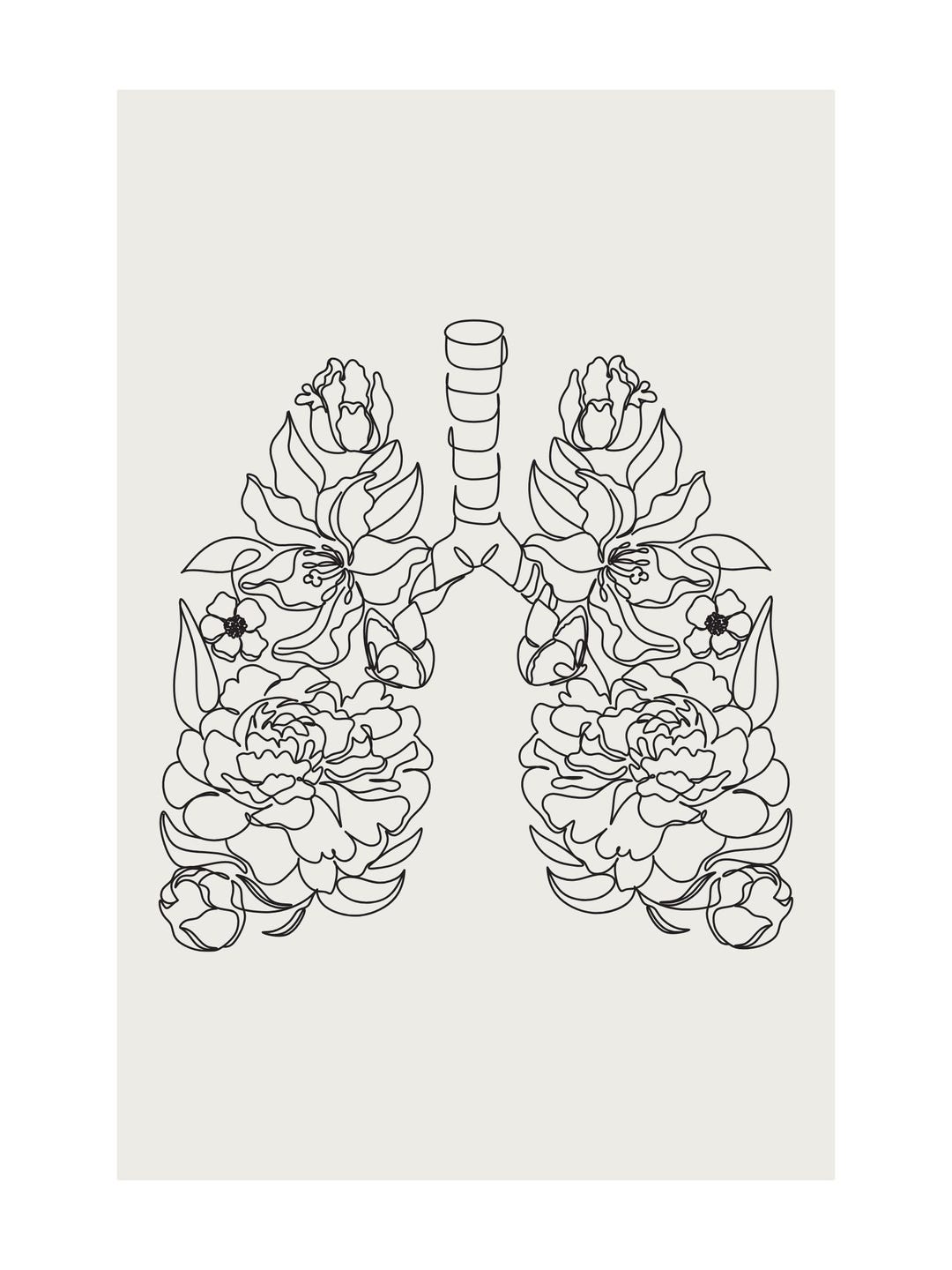 Breathe in Nature – Floral Lungs Line Art Print - Etsy