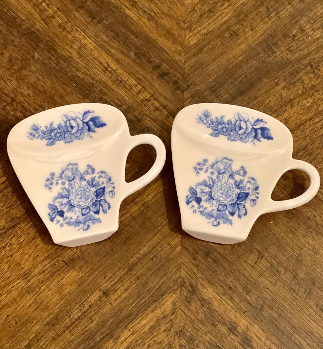 2 Vintage Spode Blue and White Teabag Holders - Etsy