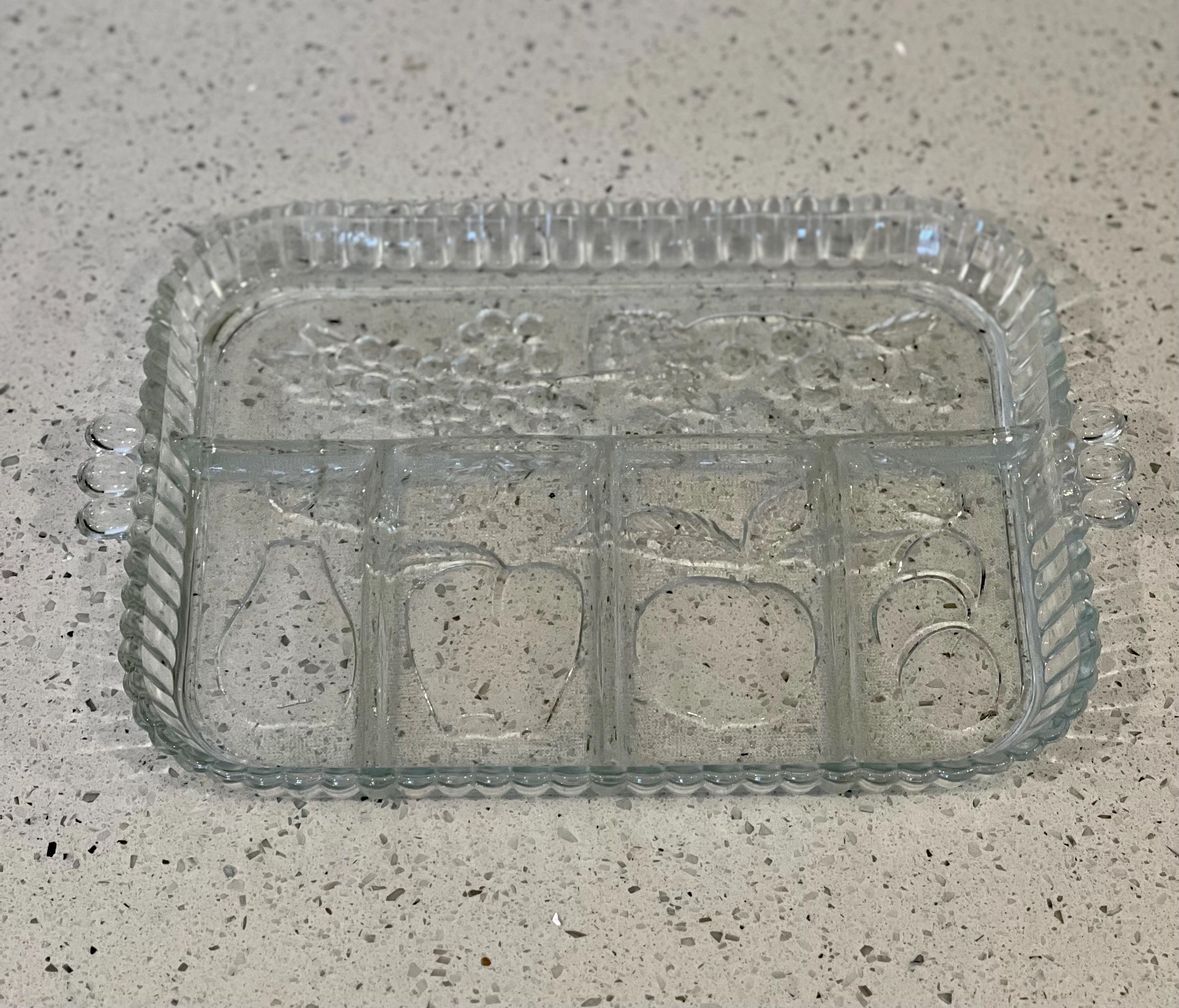 Vintage Indiana Glass Clear 5-part Relish Tray With Fruit Design - Etsy