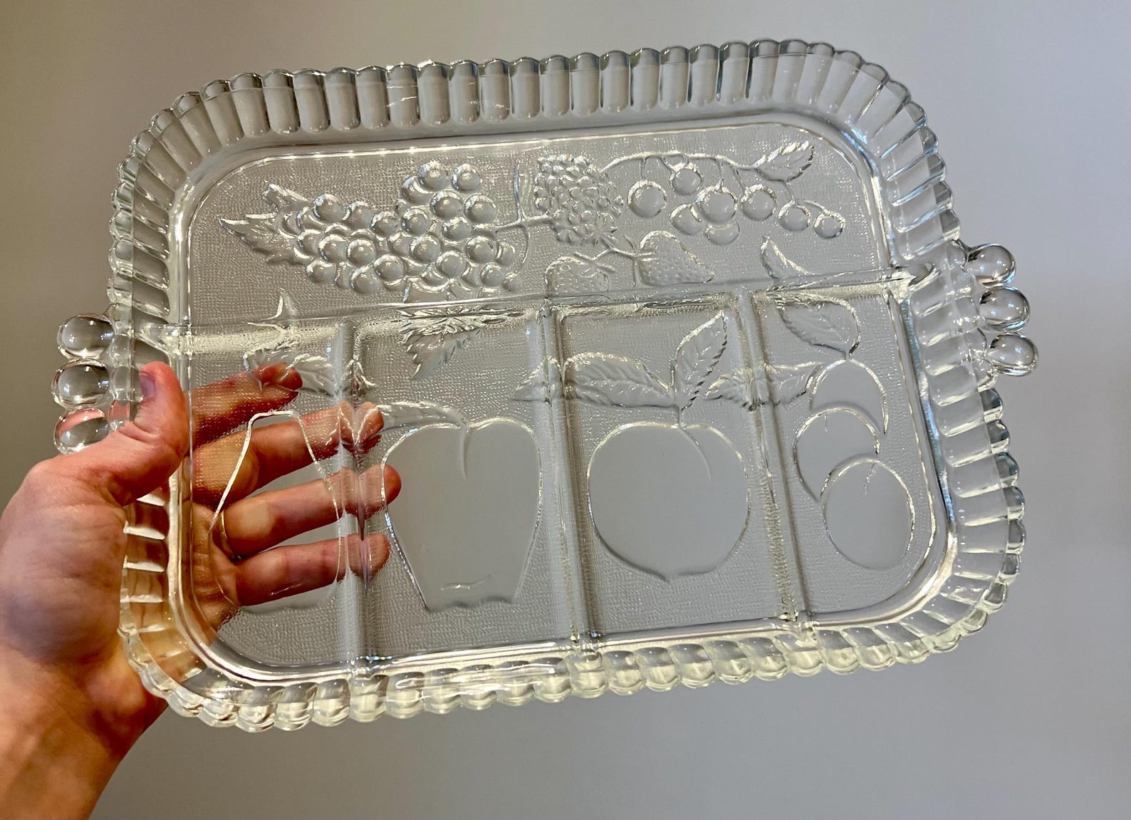 Vintage Indiana Glass Clear 5-part Relish Tray With Fruit Design - Etsy