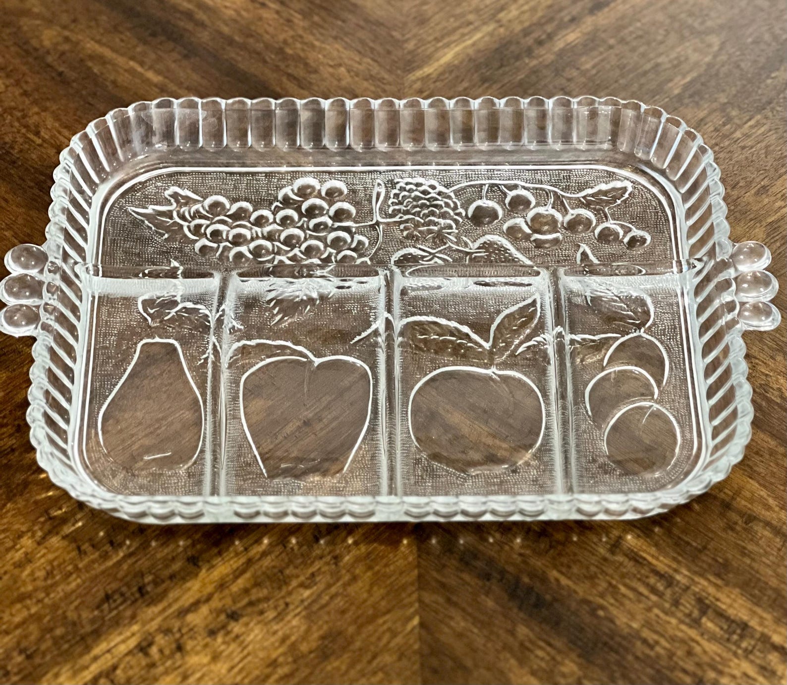Vintage Indiana Glass Clear 5-part Relish Tray With Fruit Design - Etsy