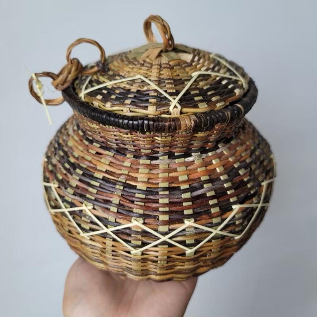 Natural Nito Vine Basket Jar | Rustic Boho Storage Container | Home ...