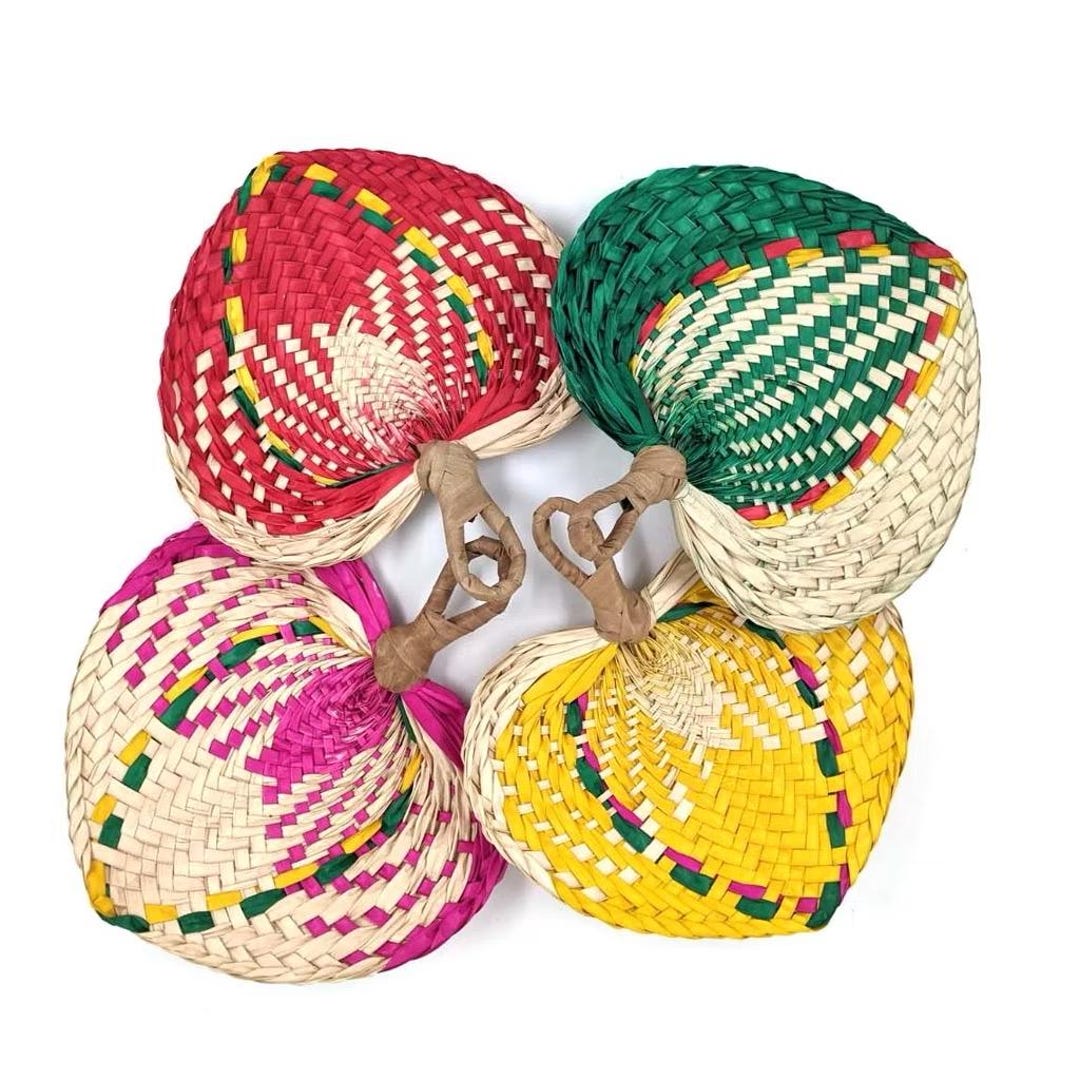 Anahaw Palm Fan Colorful | Handmade Native Fan | Summer & Event ...