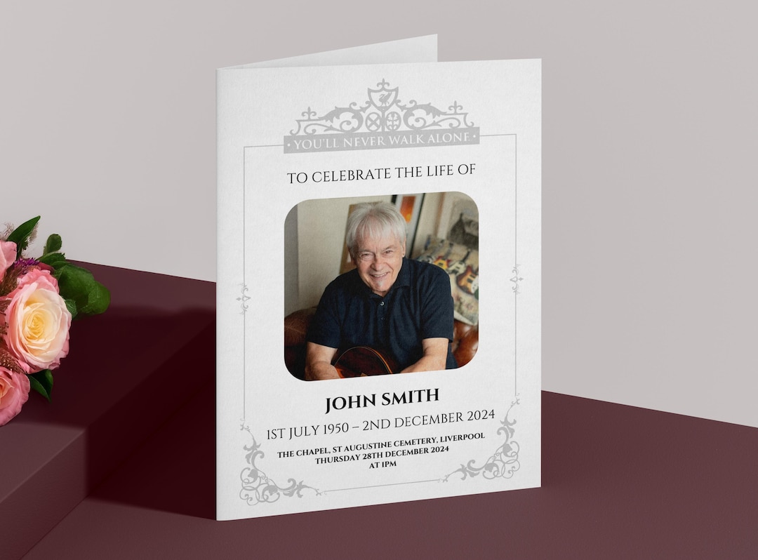 Editable Liverpool Funeral Program Template Celebrating the Life of ...