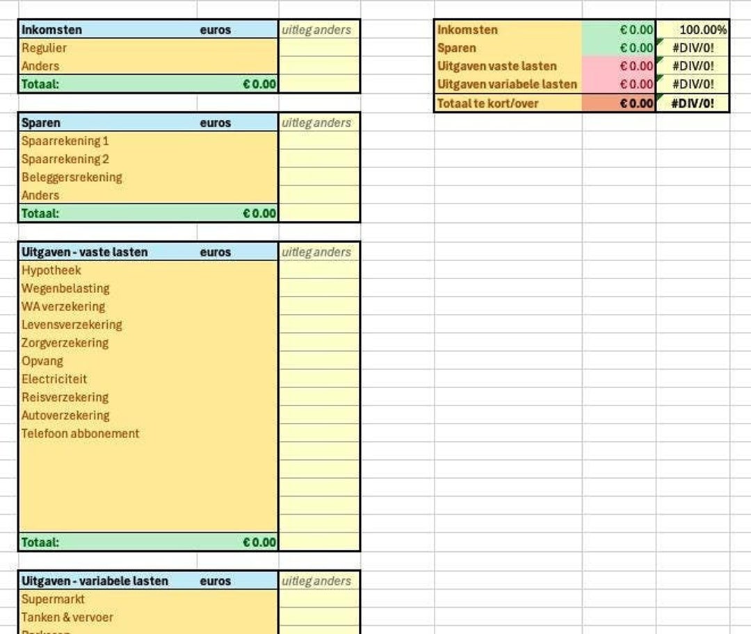 Simple Financial Planner - Excel Template Household Budget - Etsy