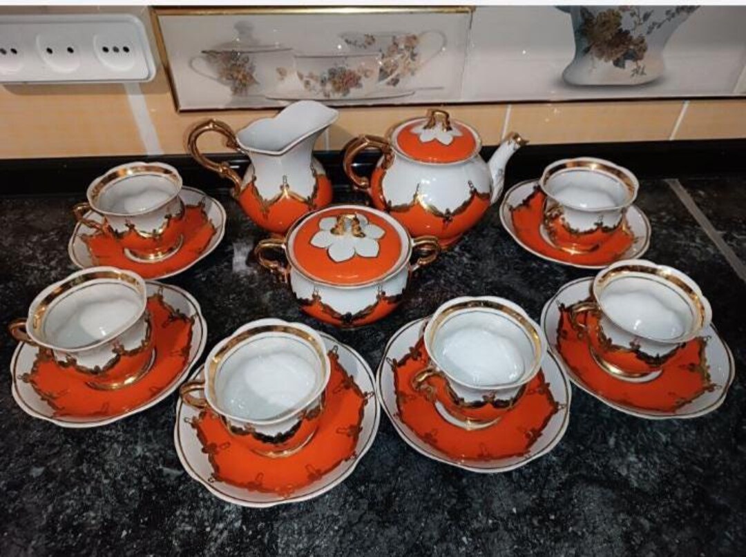 Vintage Soviet Porcelain Tea Coffee Service for Six Person,baranivka Porcelain Factory 1980's ...