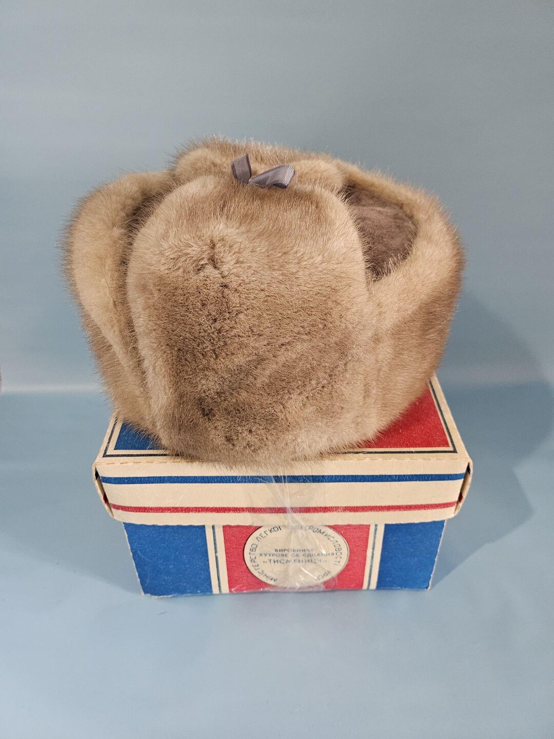 Vintage Winter Natural Mink Fur Hat, Ushanka, Beautiful Light Beige ...