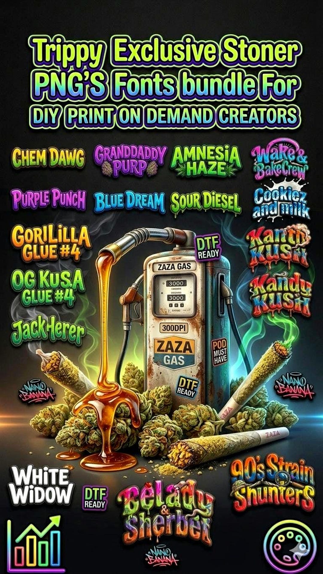 Stoner PNG Designs Bundle Trippy Edible Street Art 90s Y2K Urban ...
