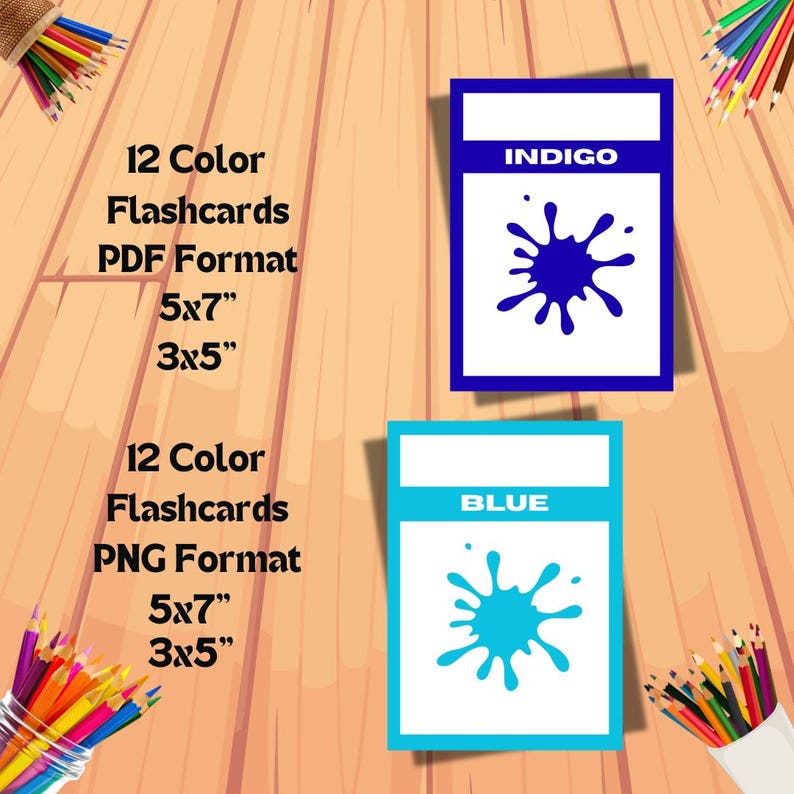 Color Flashcards Printable Bundle for Kids Preschool Learning Classroom ...