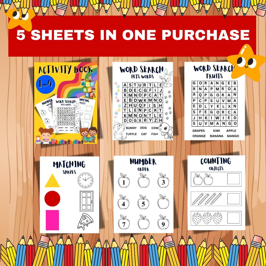 Preschool Activity Book Bundle, Learning Worksheets (instant Download ...