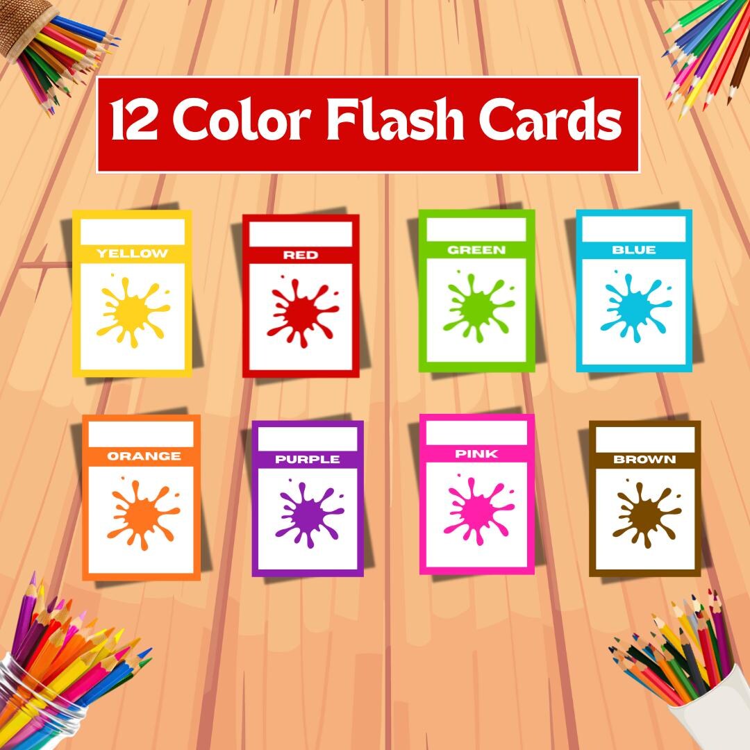 Color Flashcards Printable Bundle for Kids Preschool Learning Classroom ...
