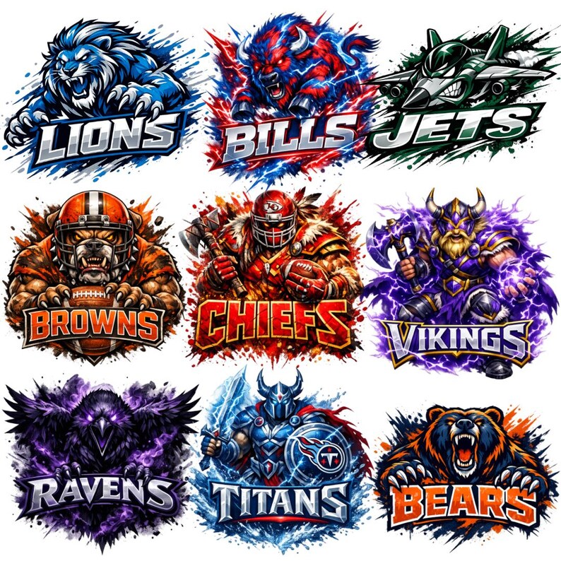 Fierce Football Mascot PNG Bundle, Sports Team Clipart (digital ...