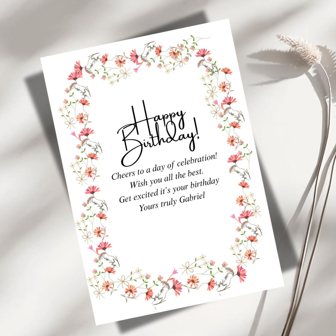 Editable Birthday Card Template, Floral Greeting Design, Canva ...