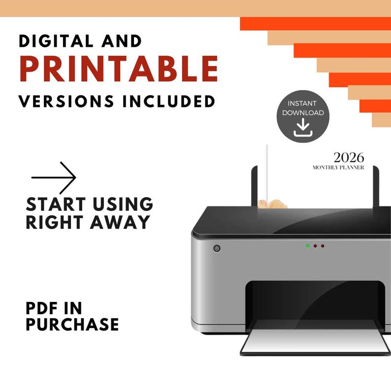 2026 Monthly Planner Template, Printable Calendar Pages, Digital ...