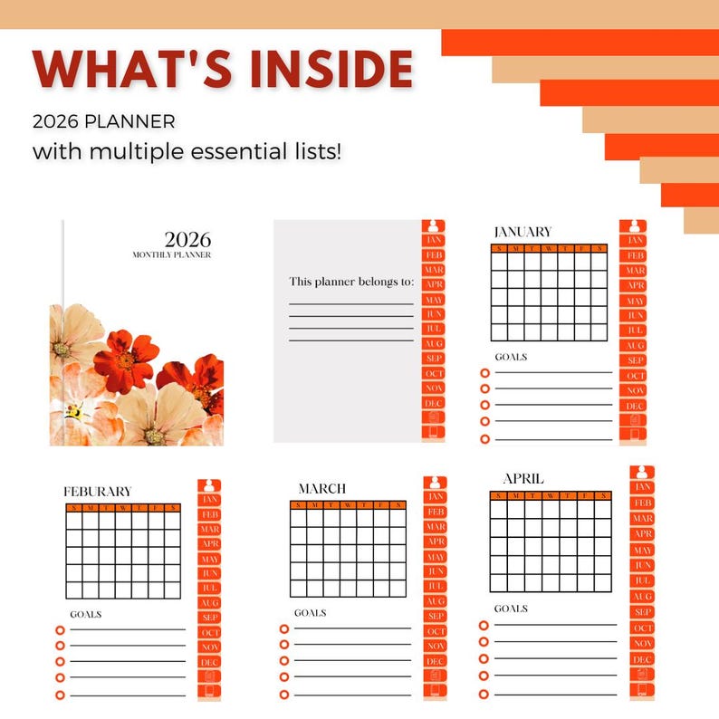2026 Monthly Planner Template, Printable Calendar Pages, Digital ...