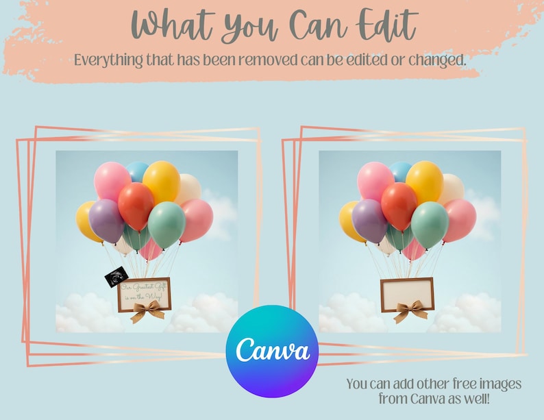 Floating Balloon Baby Reveal: up up and Away Announcement (digital ...