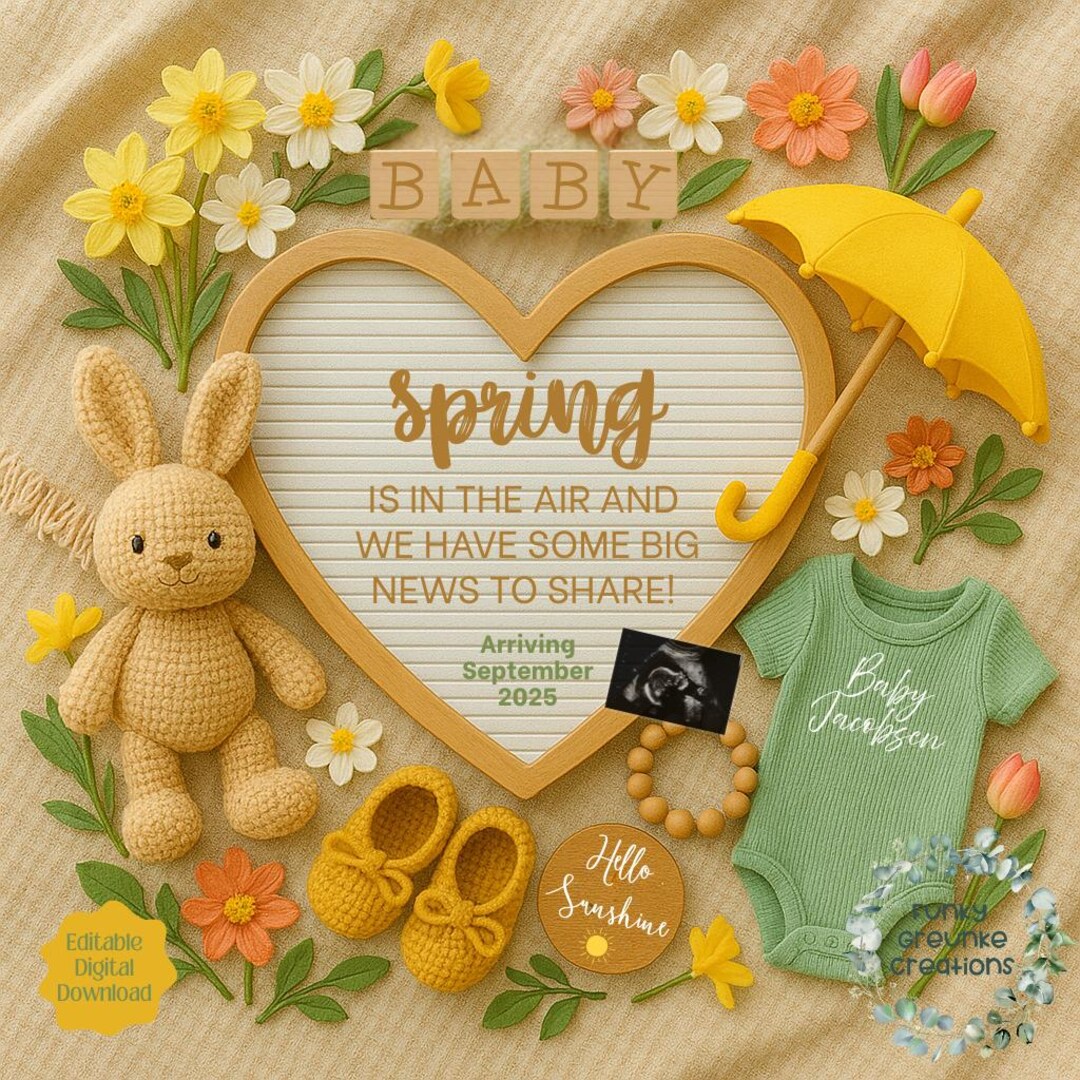Floral Spring Baby Announcement: Gender Neutral Pregnancy Reveal ...