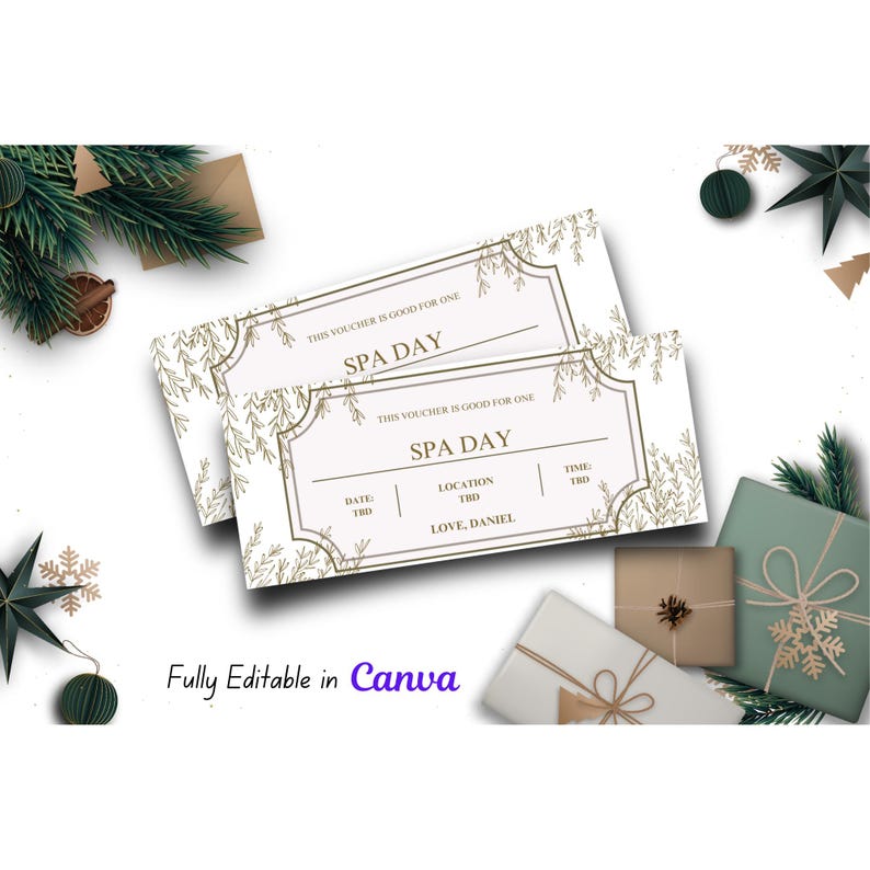 Editable Spa Day Voucher Template: Printable Birthday Gift (canva) - Etsy