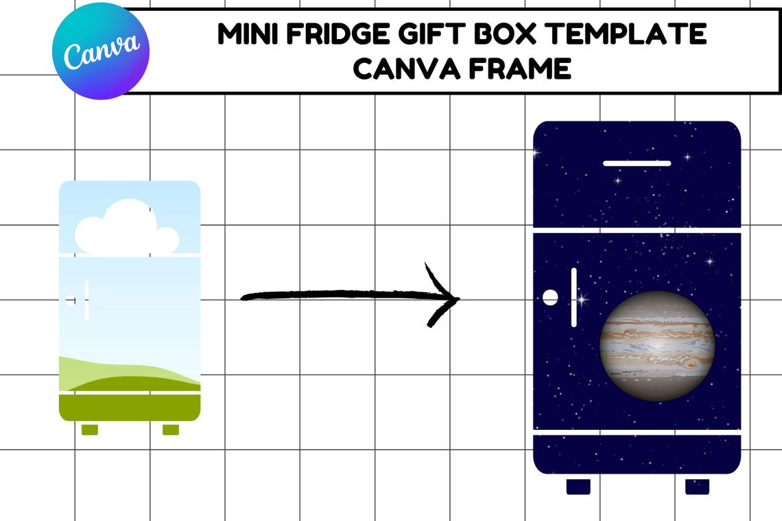 Mini Fridge Gift Box Template Canva Frame |refrigerator Template Gift ...