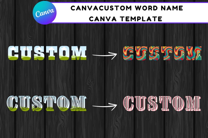 Custom Word Name Canva Frame Template: Editable Sublimation Design ...