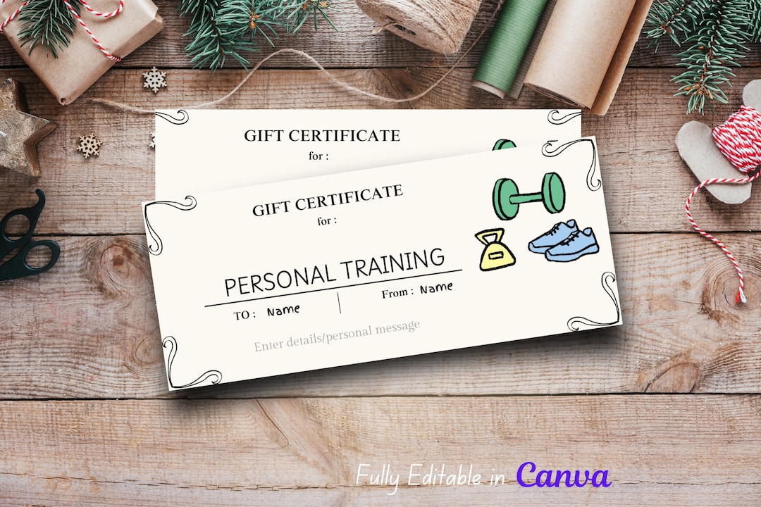 Personal Training Gift Voucher Template Printable, Dog Owner Gift ...