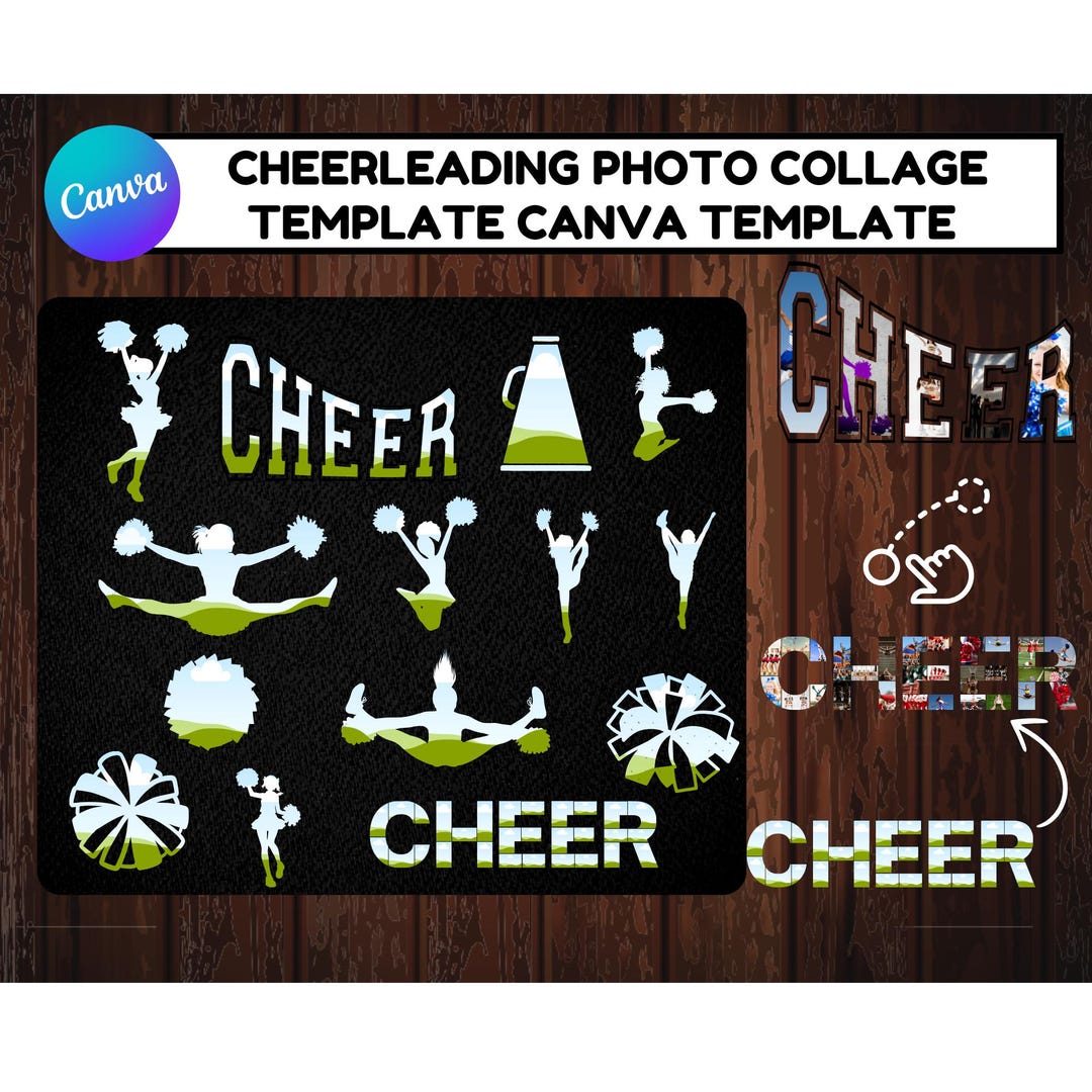 Cheerleader Photo Collage: Customizable Canva Template (digital ...