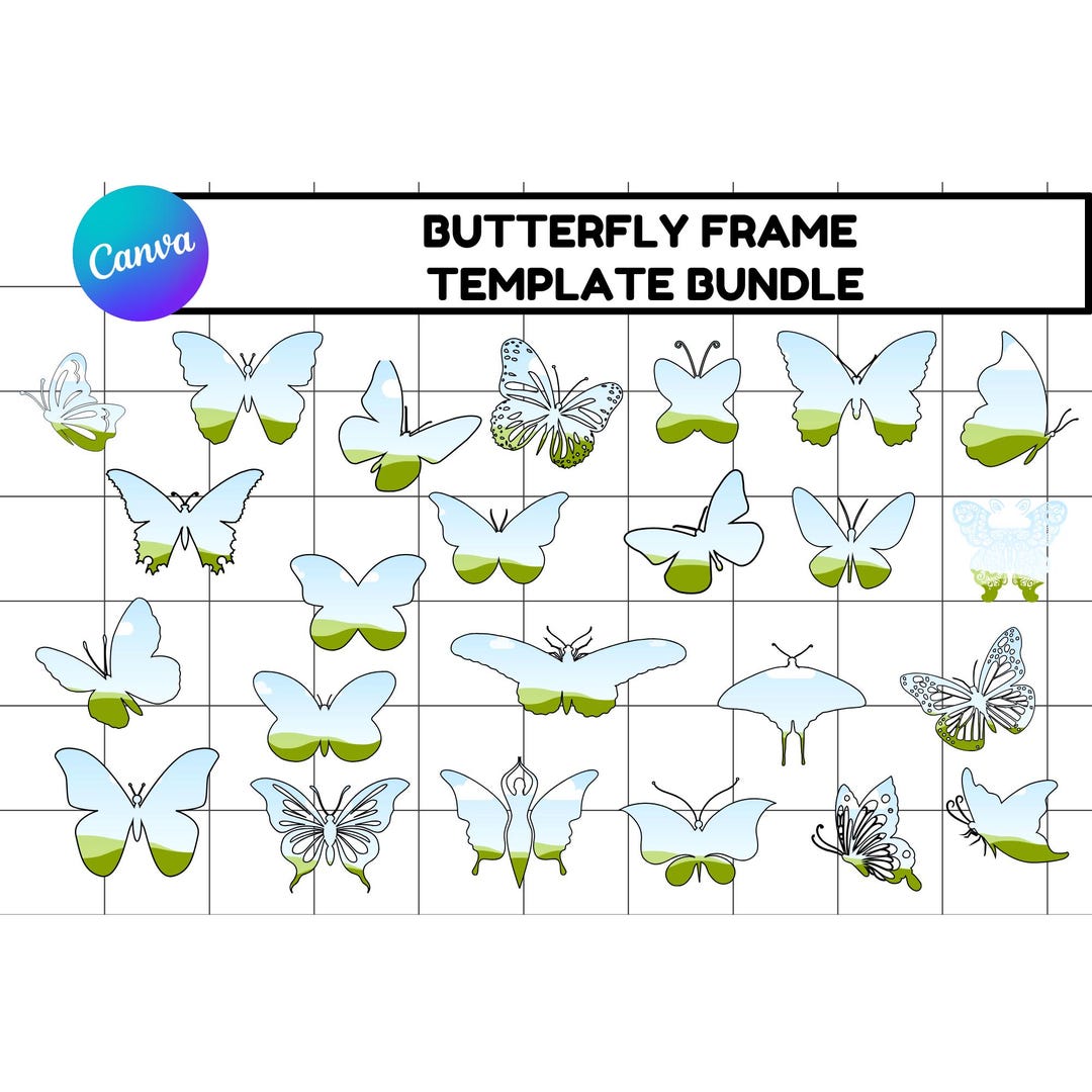 Butterfly Frame Template Bundle: Editable Canva Design (digital ...