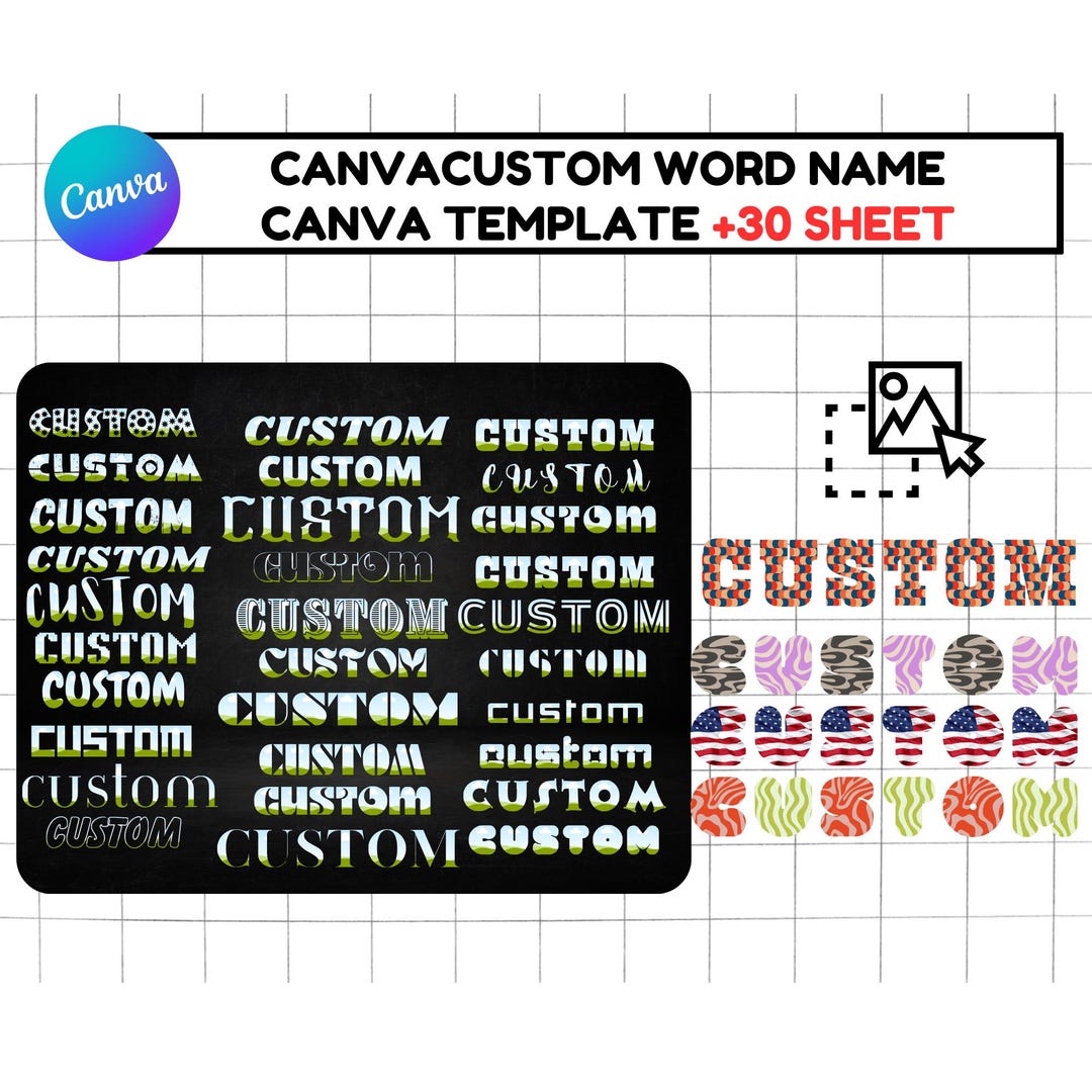 Custom Word Name Canva Frame Template: Editable Sublimation Design ...