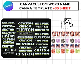 Custom Word Name Canva Frame Template: Editable Sublimation Design ...