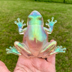 Clear Iridescent Resin Frog Figurine/cottagecore Toad Statue/frog Lover ...