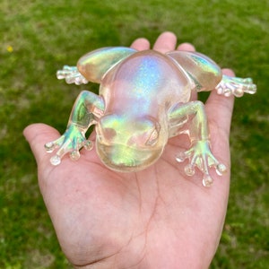Clear Iridescent Resin Frog Figurine/cottagecore Toad Statue/frog Lover ...