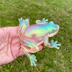 Clear Iridescent Resin Frog Figurine/cottagecore Toad Statue/frog Lover ...