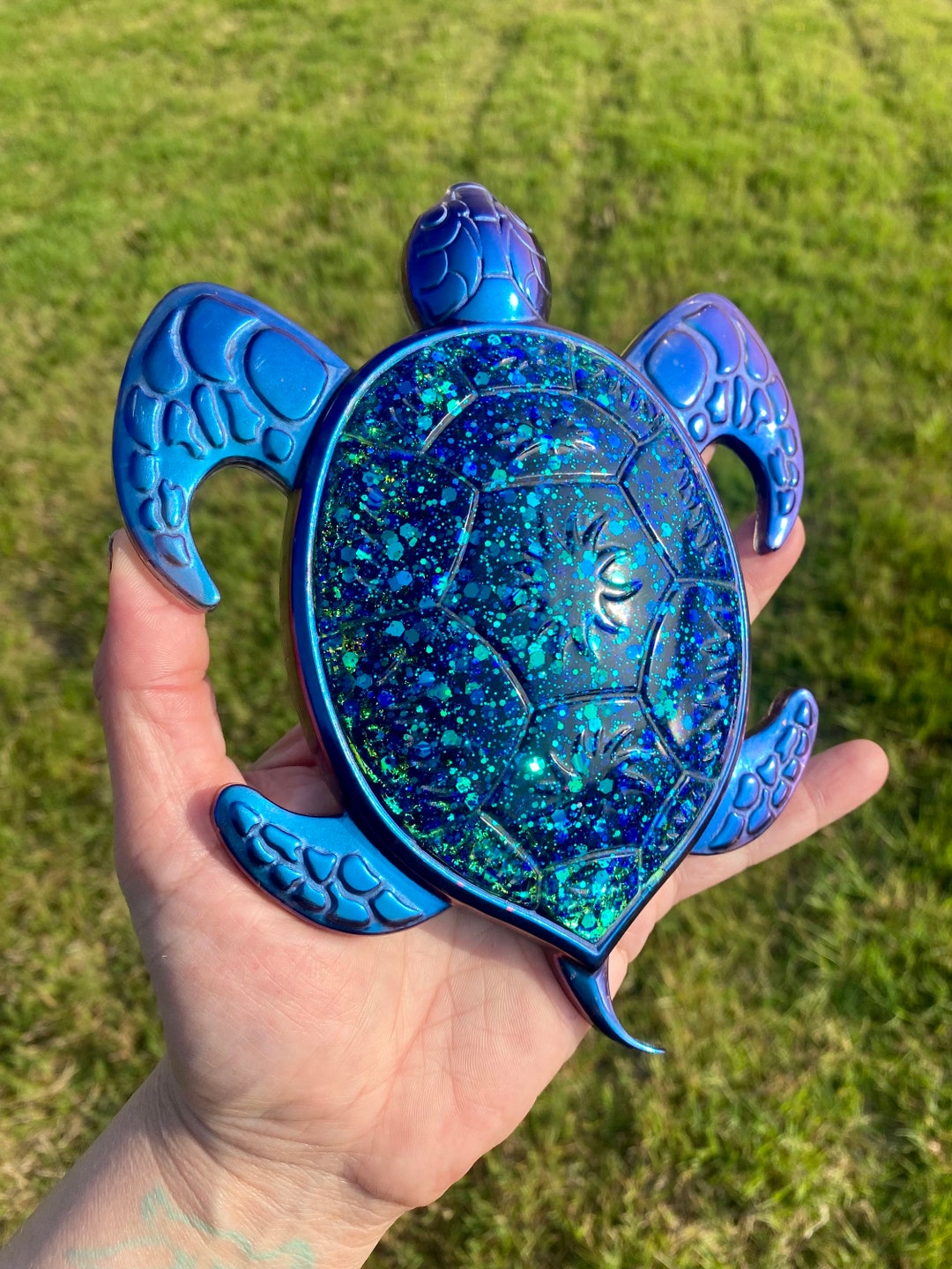 Blue Color Shifting Resin Sea Turtle Figurine/turtle Lover Gift/ocean ...