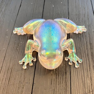 Clear Iridescent Resin Frog Figurine/cottagecore Toad Statue/frog Lover ...