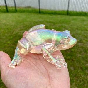 Clear Iridescent Resin Frog Figurine/cottagecore Toad Statue/frog Lover ...