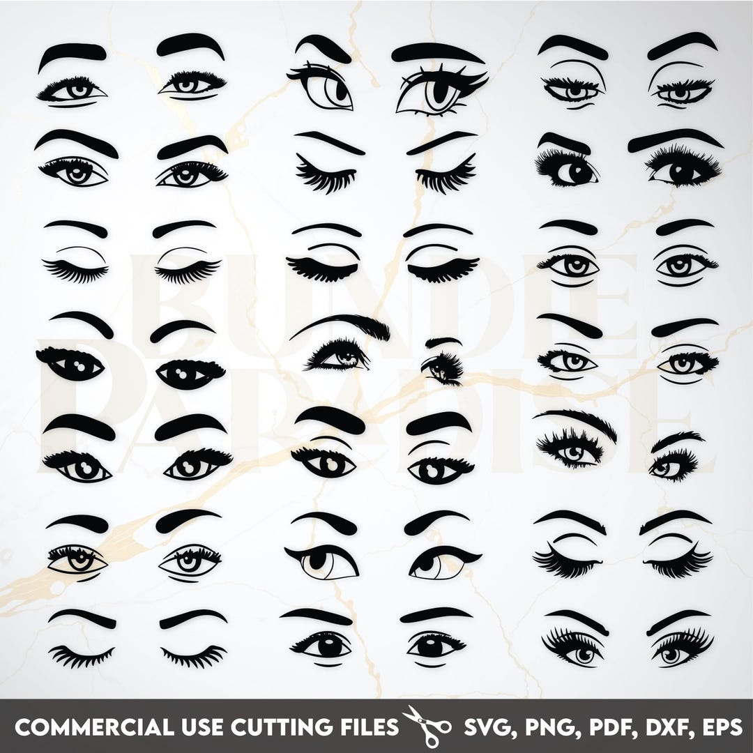 28 Eyes Bundle Svg, Beautiful Eyes Svg, Eyelashes SVG, Makeup Svg ...