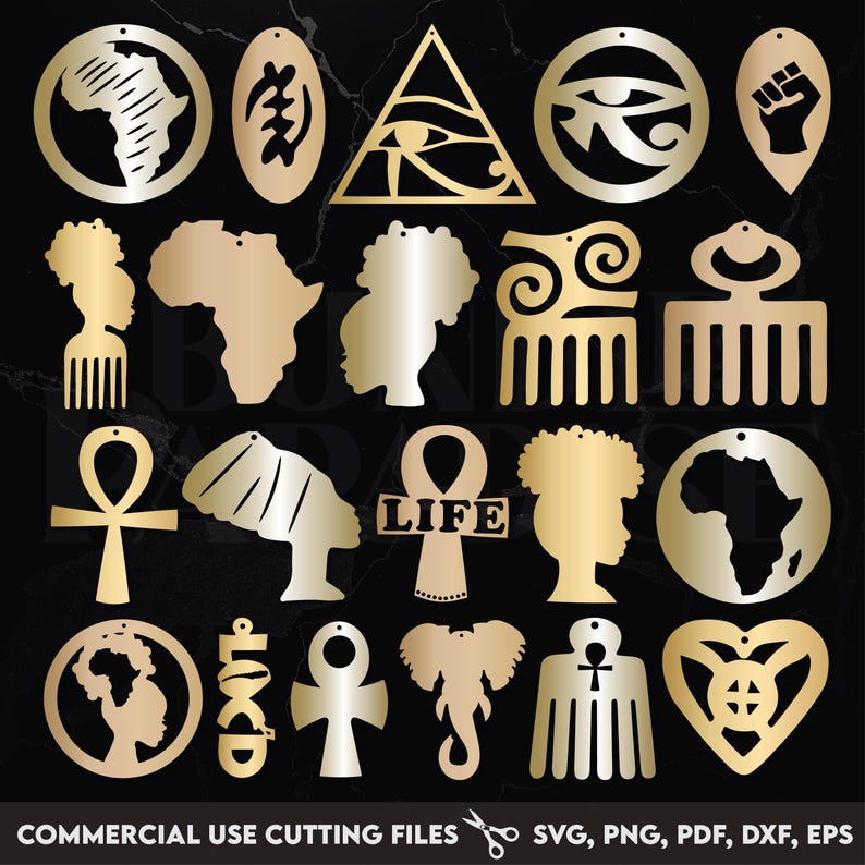 21 Earrings Bundle SVG - Afro Comb Svg - Earrings Afro Svg - Black ...