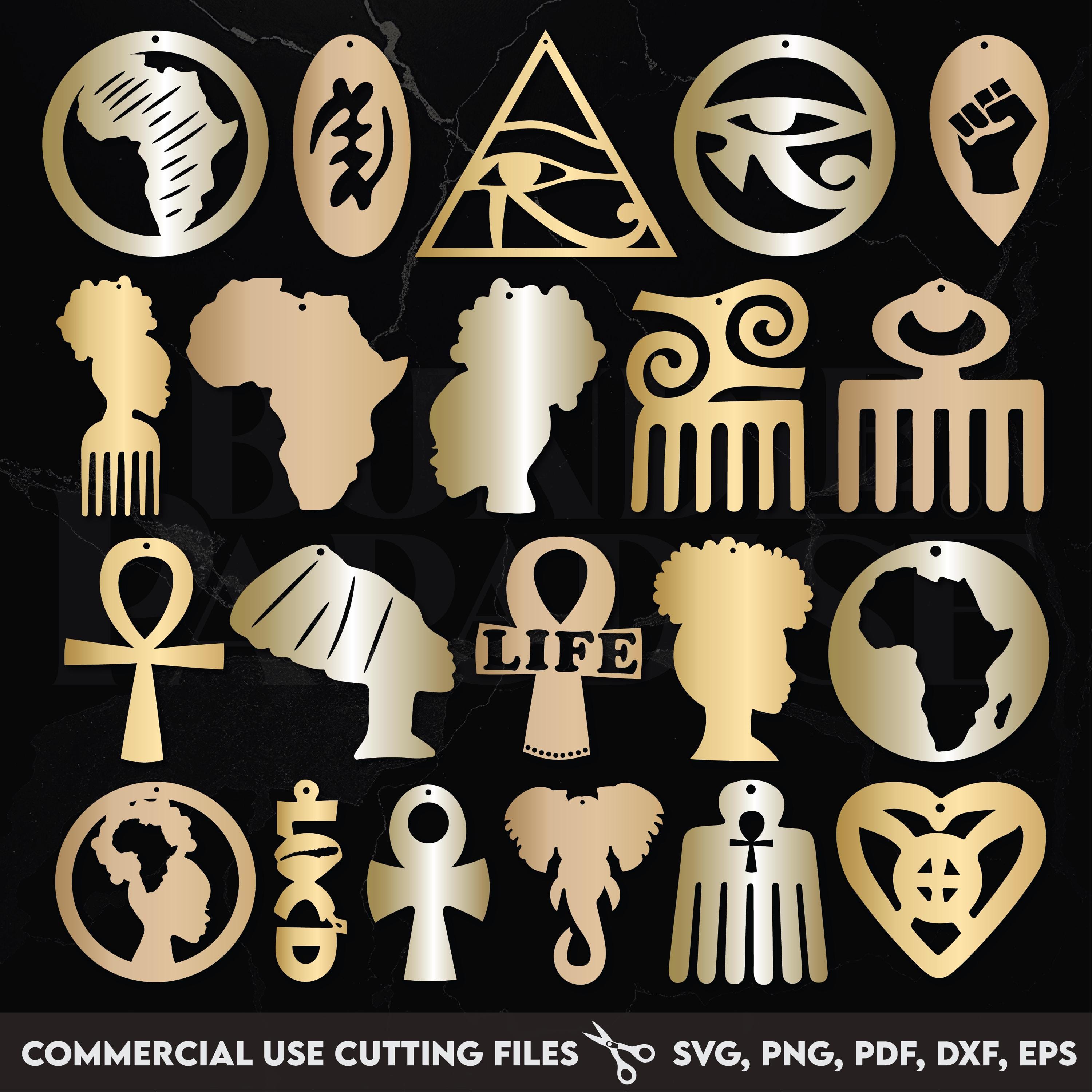 21 Earrings Bundle SVG - Afro Comb Svg - Earrings Afro Svg - Black ...