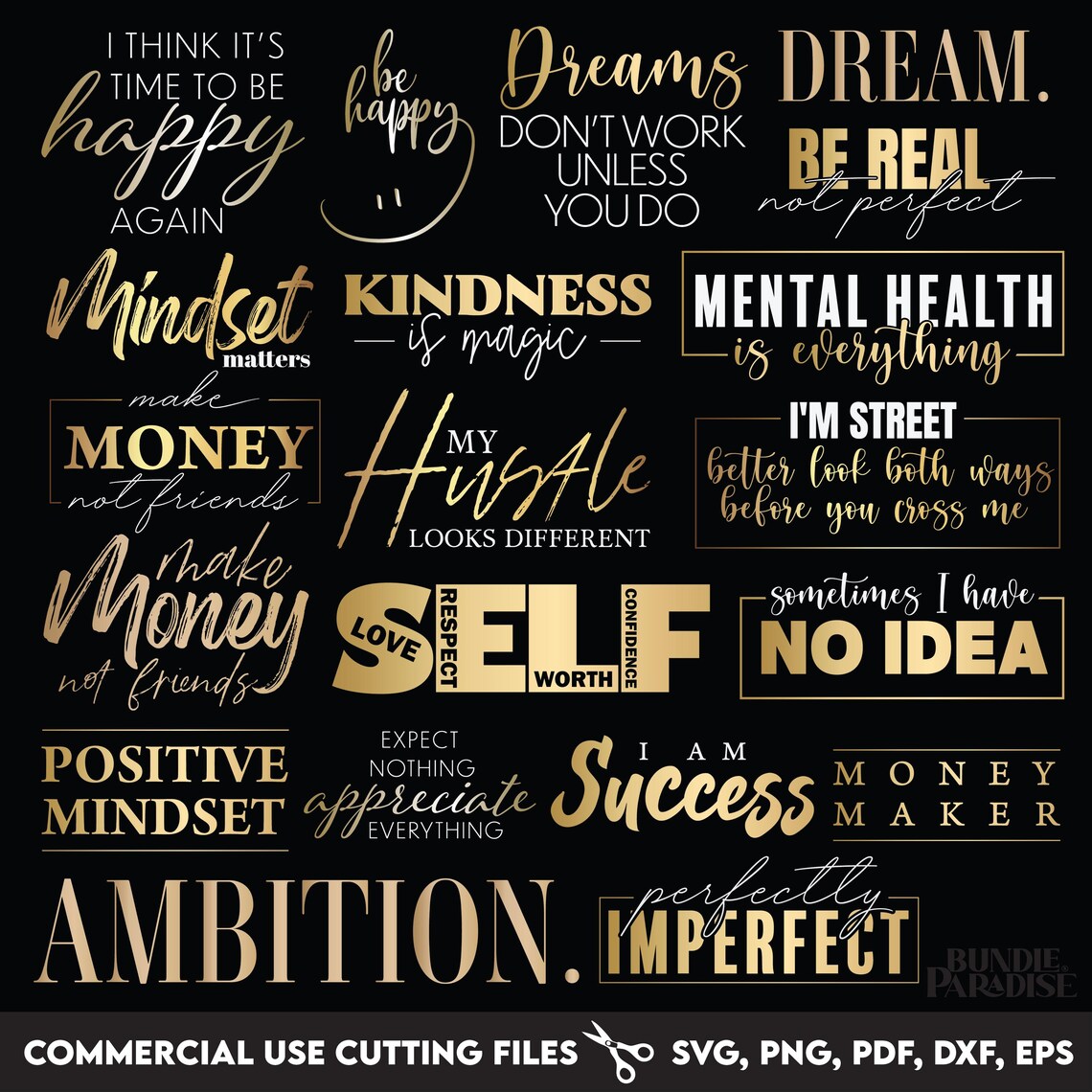 20 Inspirational Quotes SVG Bundle - Positive Affirmation Cut Files ...