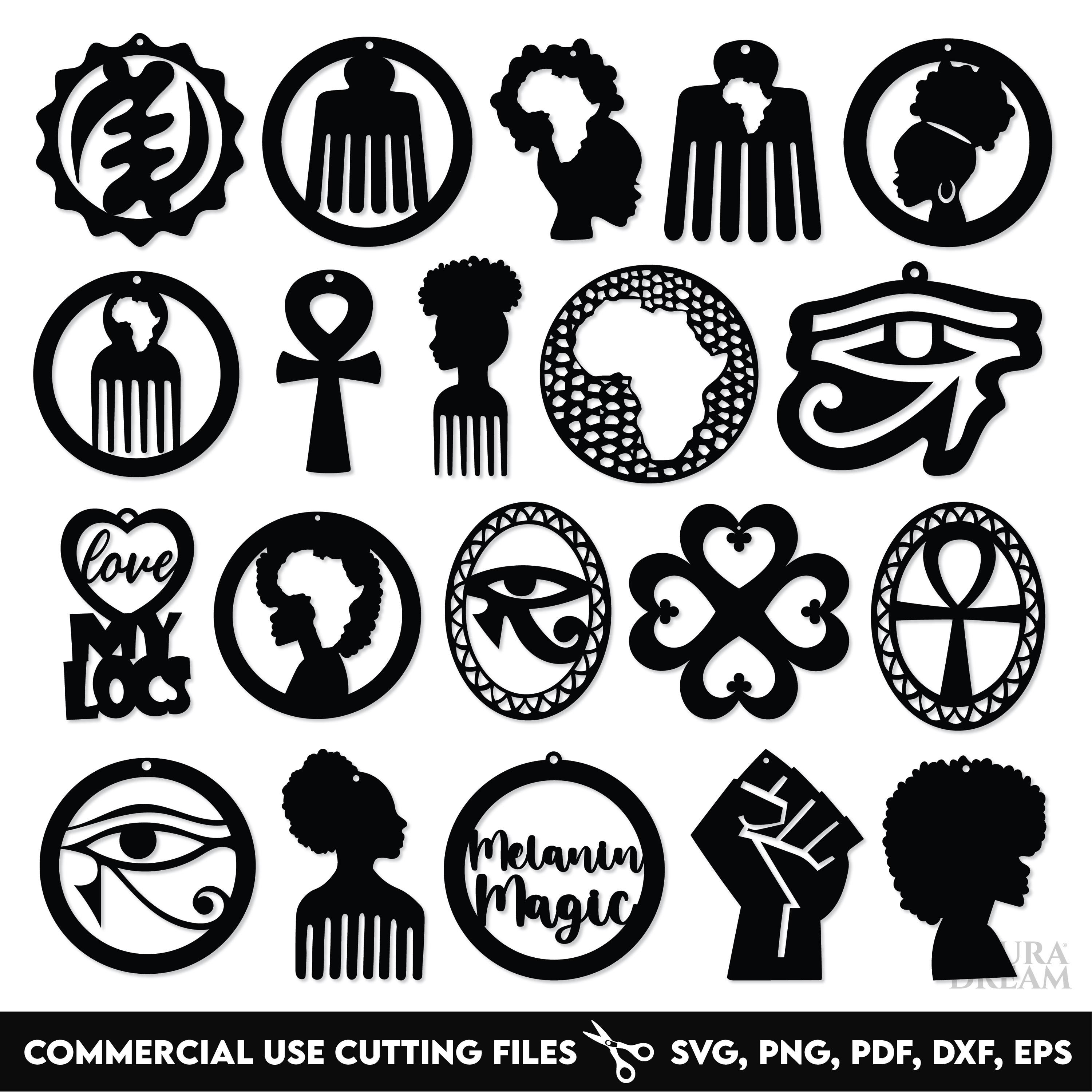 20 Earrings Bundle SVG, Afro Comb Svg, Afro Pick Svg, Afro Svg ...