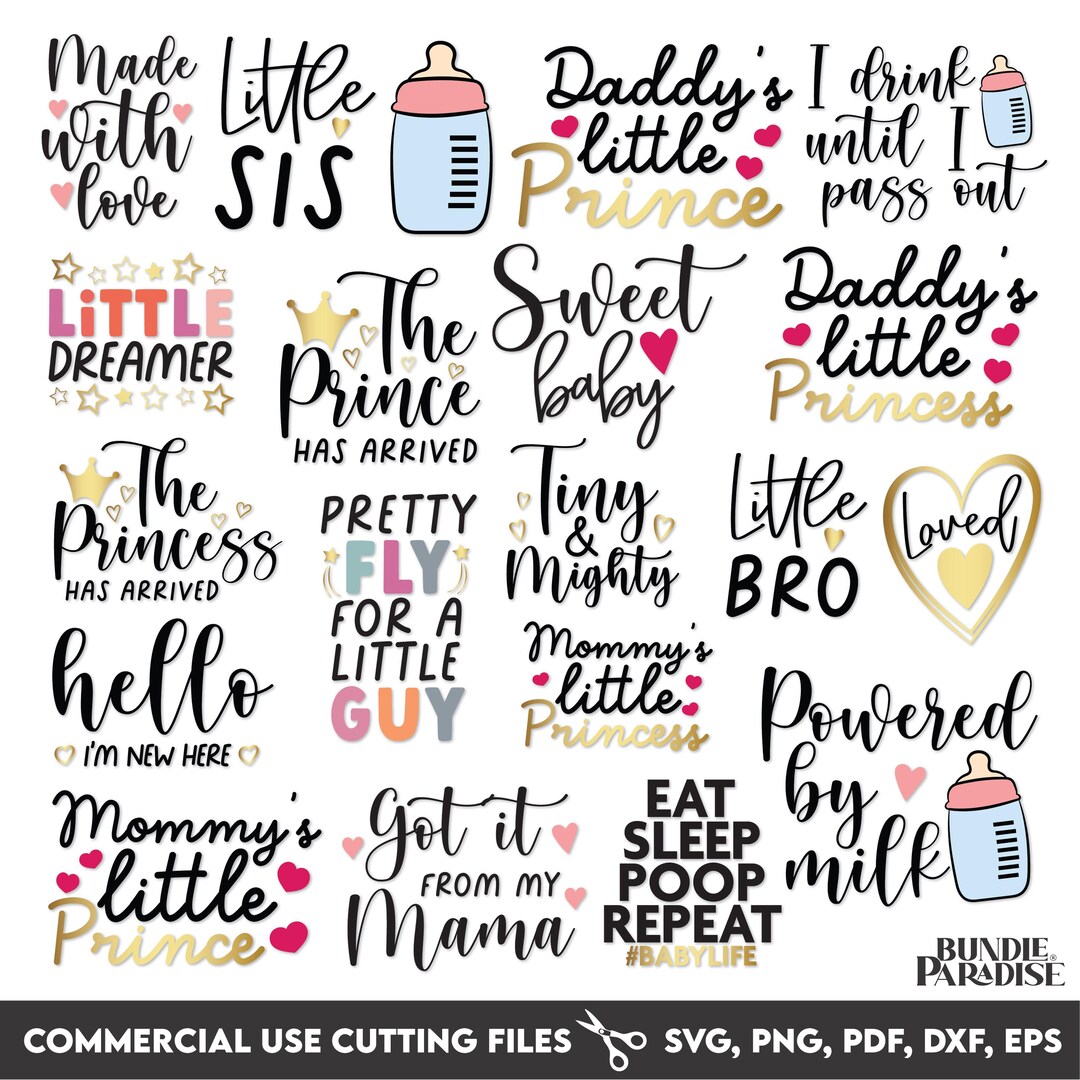 20 Baby Bundle SVG, Cool Baby Svg, Newborn Svg Bundle, Funny Baby SVG ...