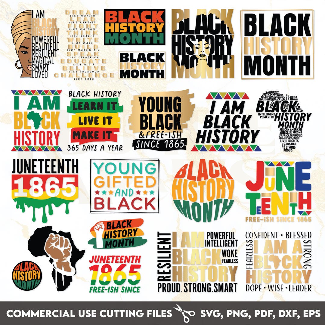 Black History Month Bundle SVG PNG, African American Quotes, Melanin ...