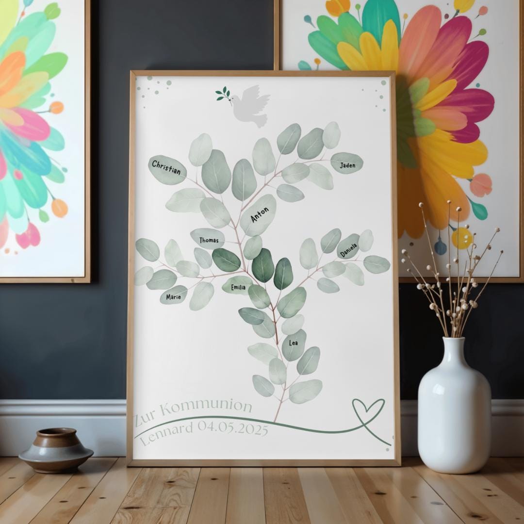 Christening Guest Book Template | Eucalyptus Poster | Guest Poster ...
